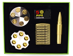 Grinder One Hitter Pipe Screens Lighter Full Bundle Bullet Style